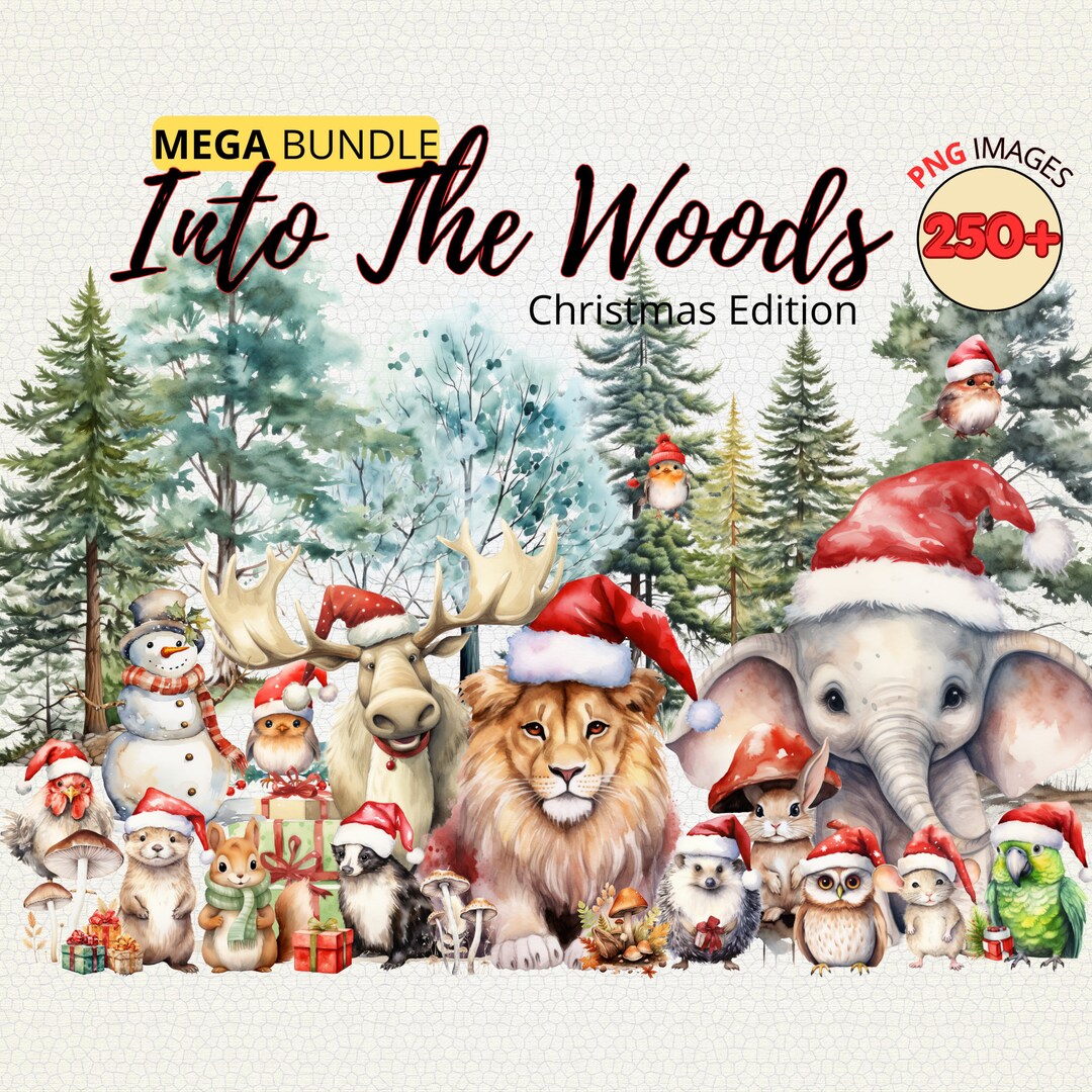 Woodland Christmas Clipart MEGA Bundle Watercolor Winter - Etsy