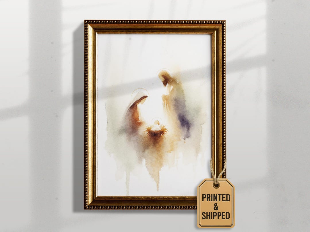 Holy Family Minimalist Nativity Art – Watercolor Christmas Print ...