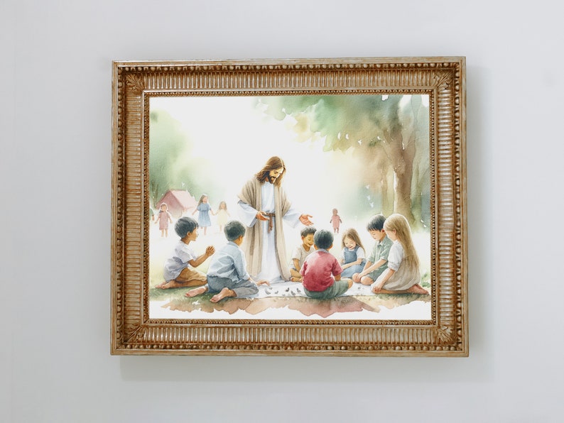 Jesus Playing With Children, Digital Download Jesus Portrait, Jesus ...