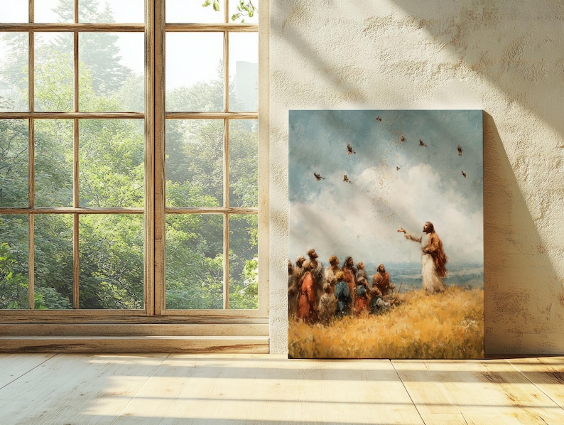 The Sower Parable | Jesus Scattering Seeds | Sacred Biblical Painting ...