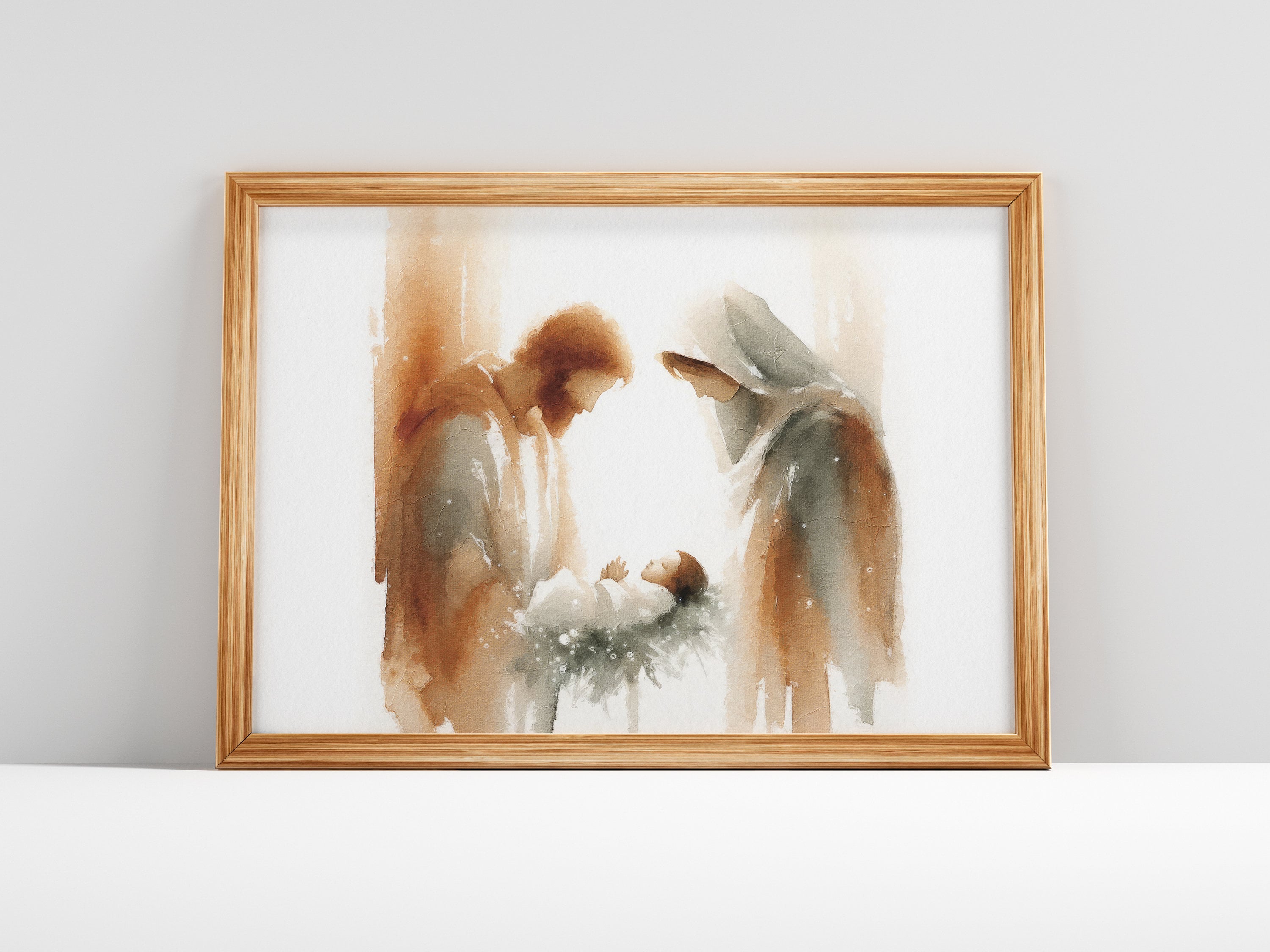 Minimalist Nativity Scene Watercolor Christmas Jesus, Soft Pastel ...