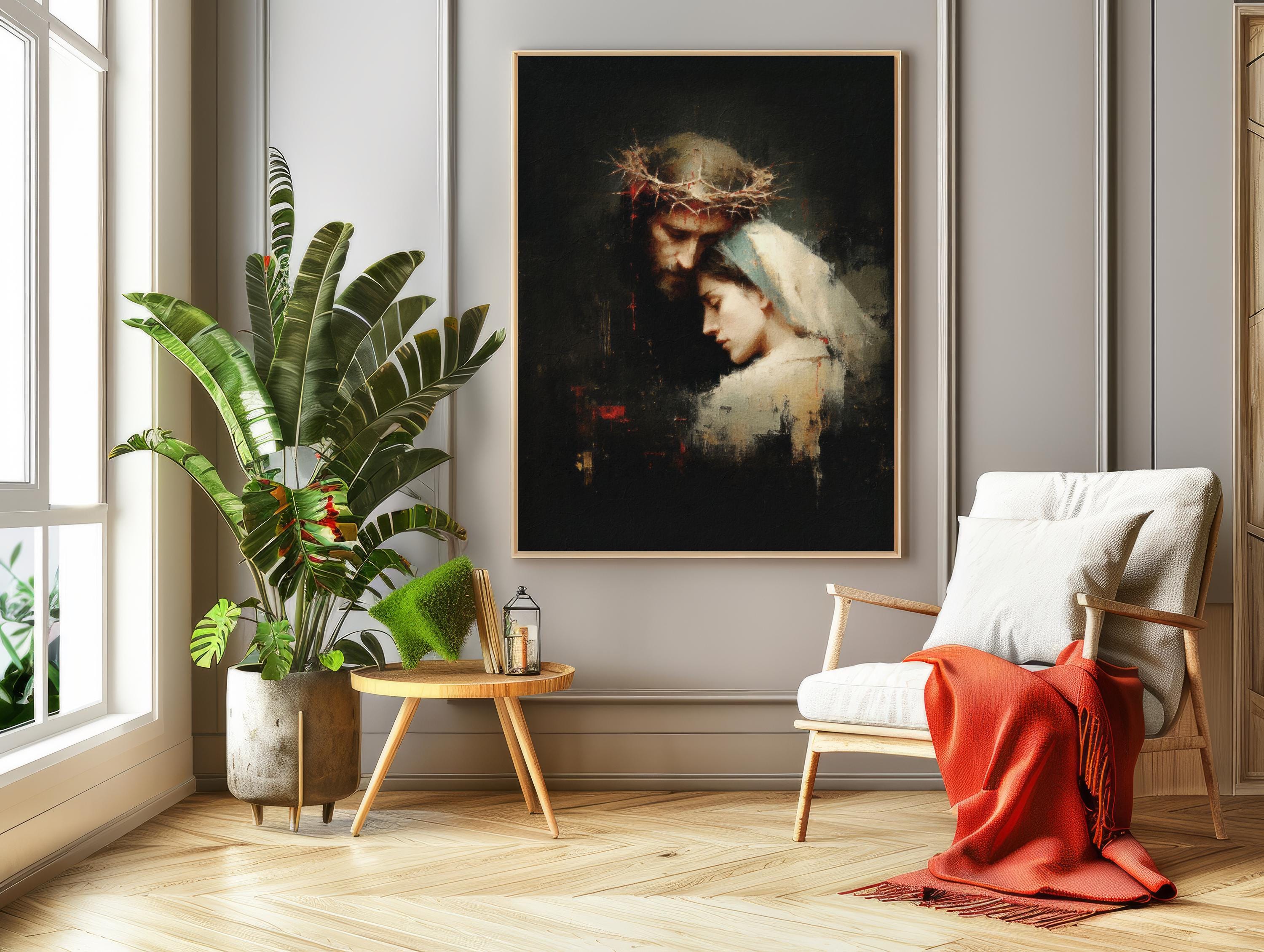 Goodbye Mother Christian Art | Jesus and Mary Sorrowful Embrace ...