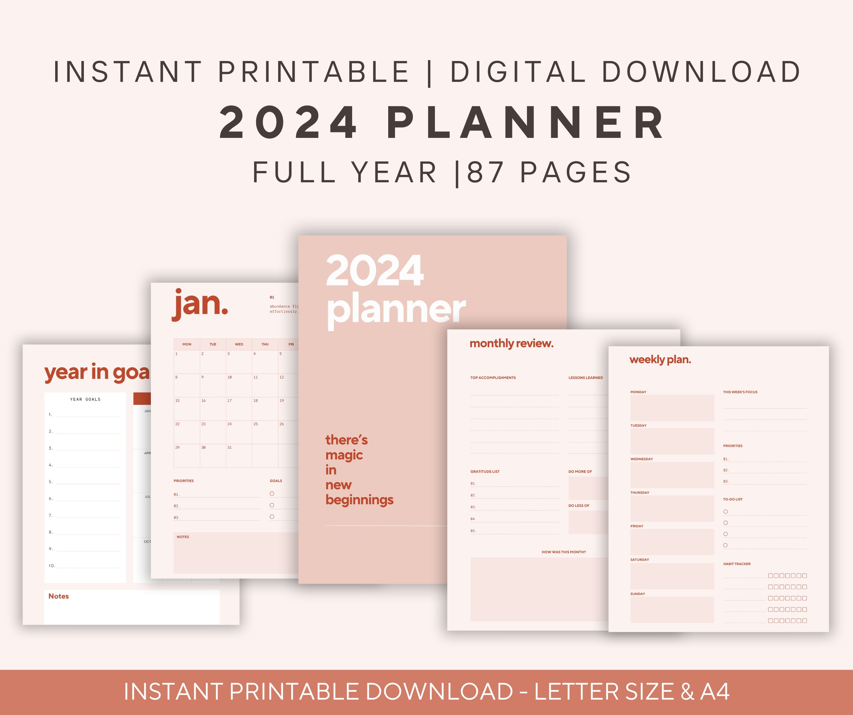 2024 Digital Planner Printable, Goodnotes Planner, Daily Weekly ...