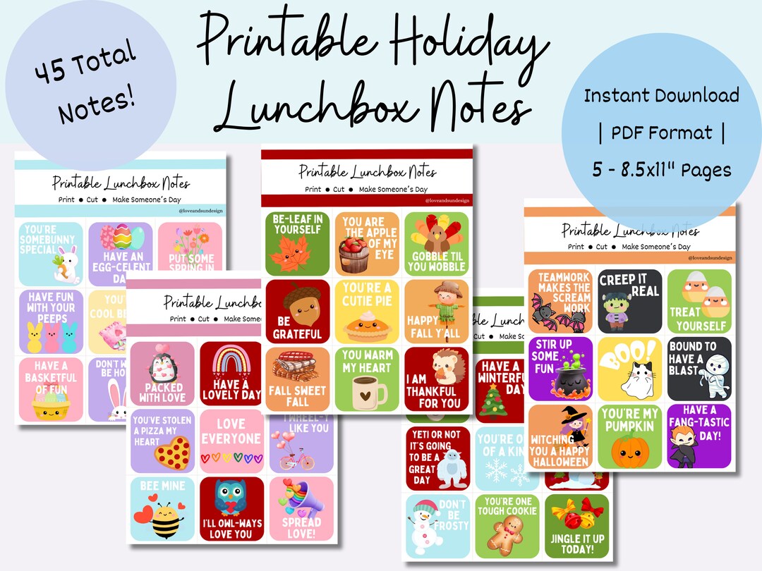 Kids Holiday Cards | Printable Lunch Box Notes | Affirmation Cards for ...