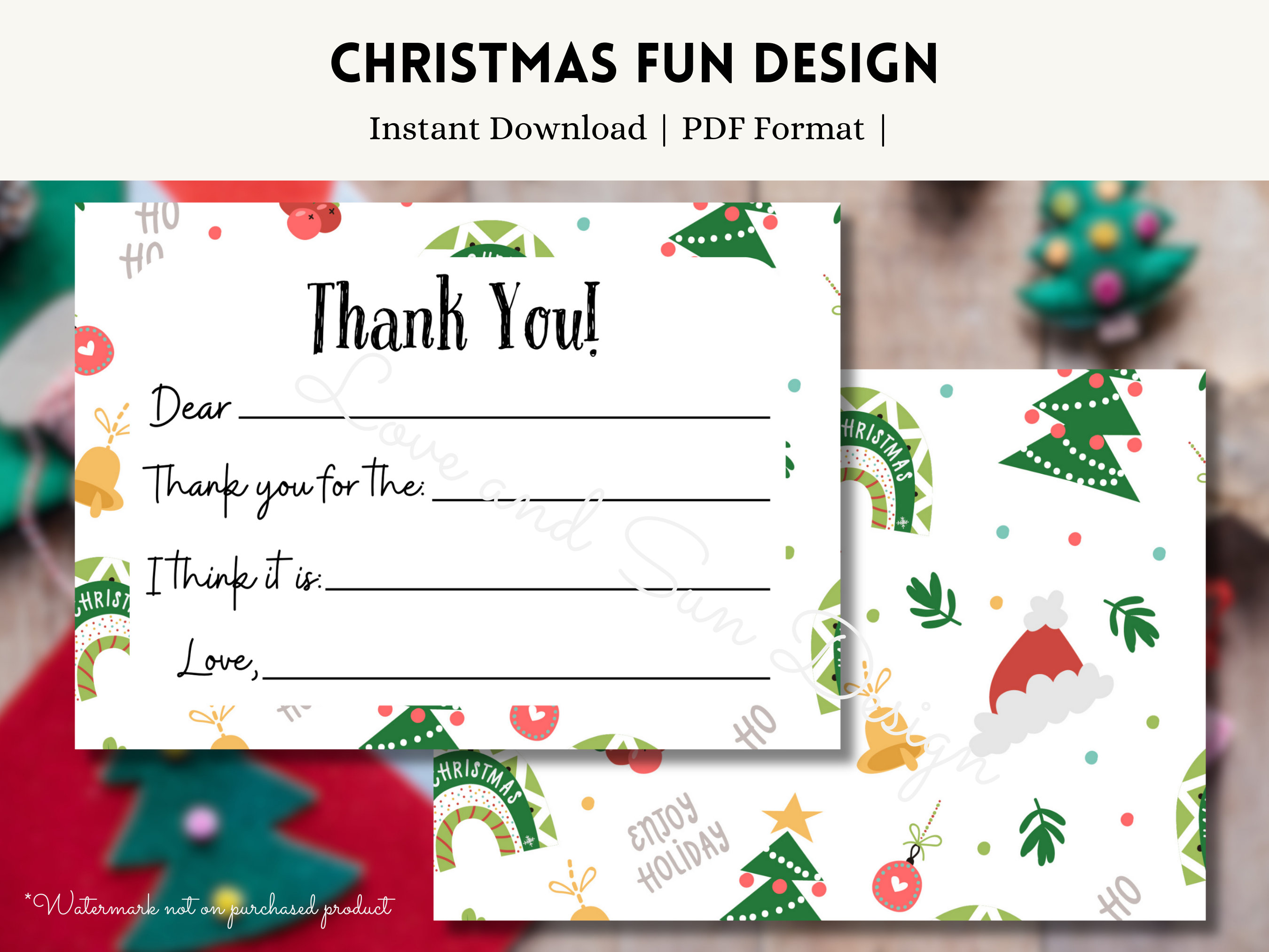 Kids Fill in Thank You Notes BUNDLE Kids Christmas Thank You Cards ...