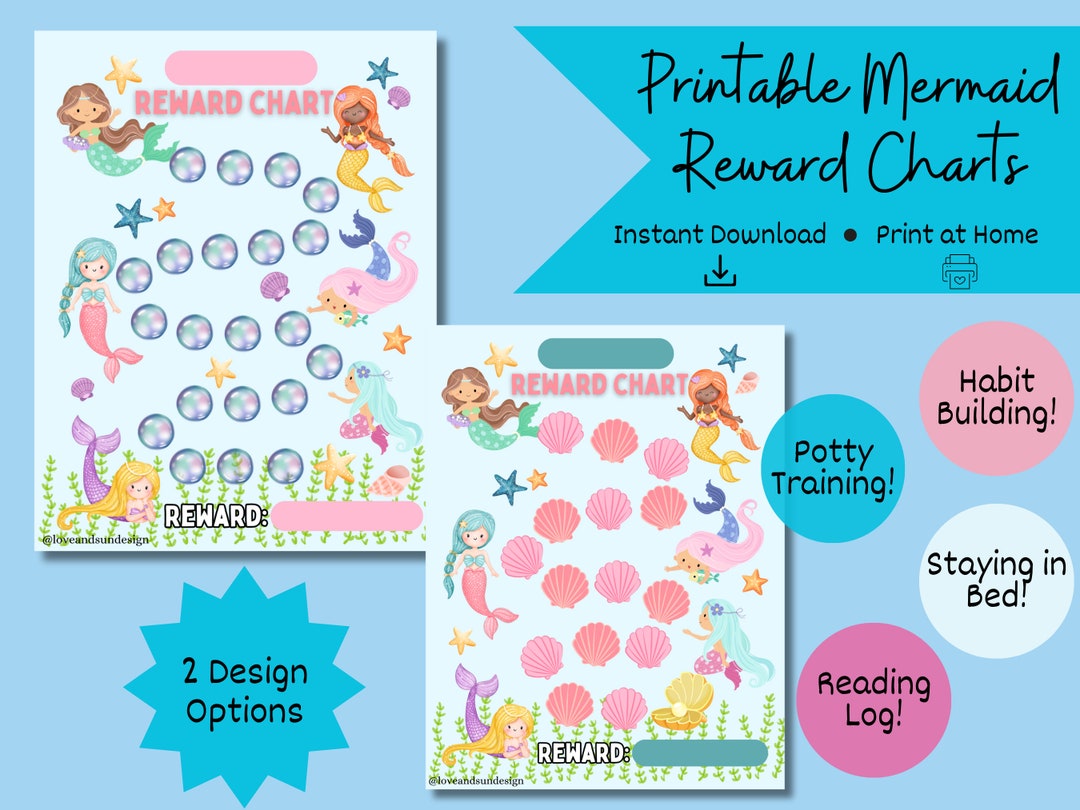 Mermaid Reward Chart Kids Behavior Chart for Kids Reward Chart ...