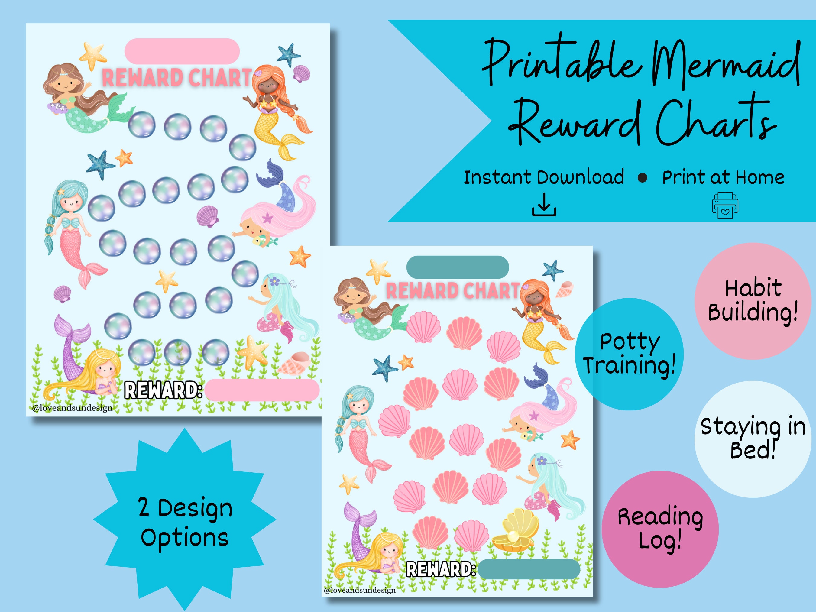 Mermaid Reward Chart Kids Behavior Chart for Kids Reward - Etsy