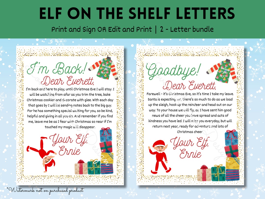 Elf on the Shelf Letter | Elf Arrival Letter | I'm Back Elf Letter ...