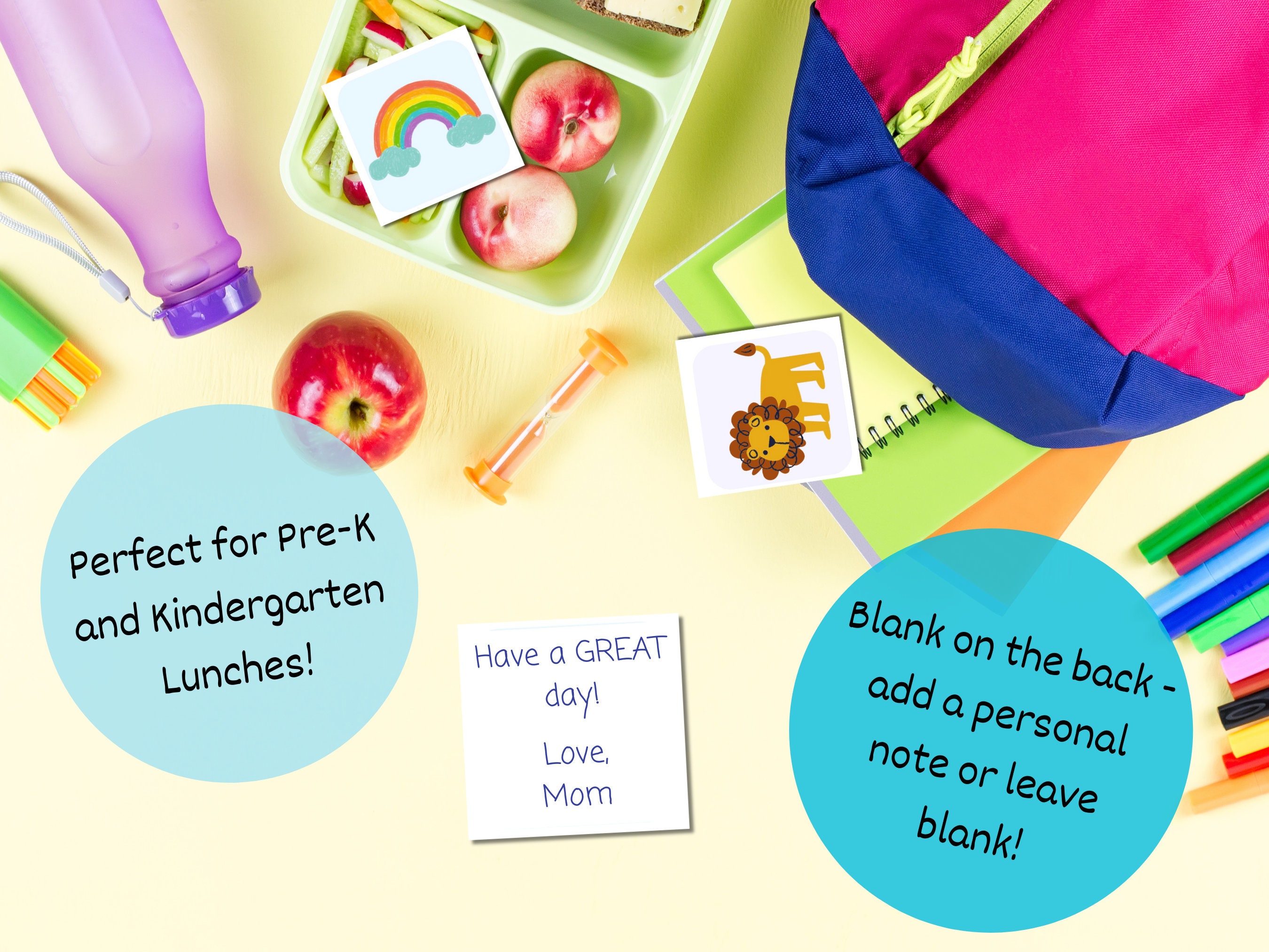 60 Printable Preschool Lunch Box Notes | Cute Animal Cards for Kids ...