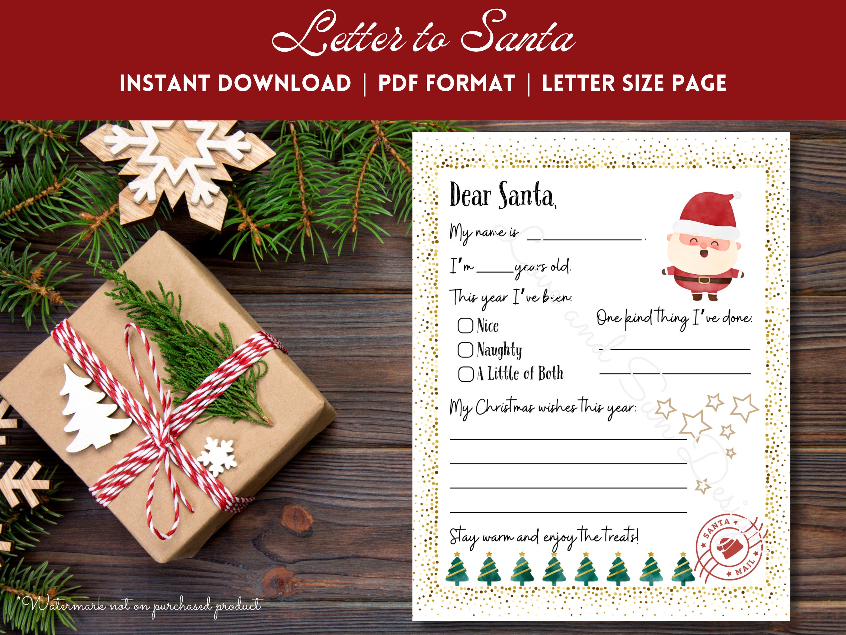 Letters to Santa Printable Letter to Santa Christmas Wish List Dear ...