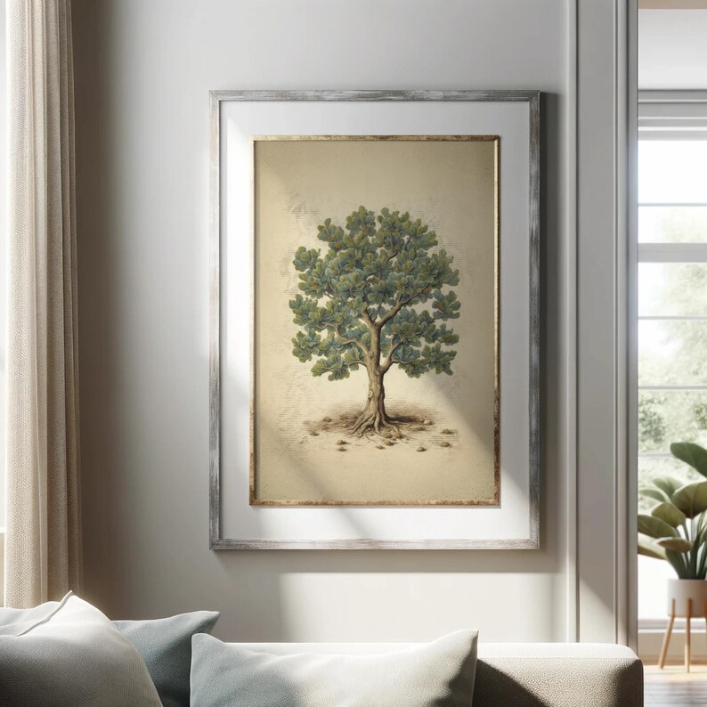 Vintage Fig Tree Botanical Print: Mediterranean Inspired Digital Art ...