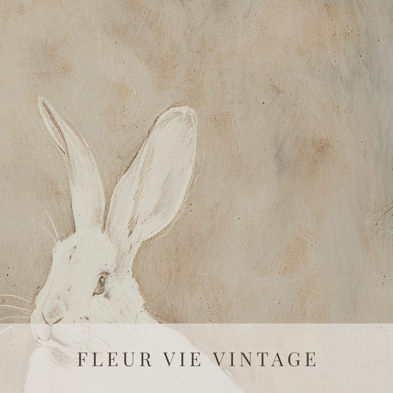 Muted Rabbit Oil Painting: Printable Wall Art, Digital Download, Modern ...