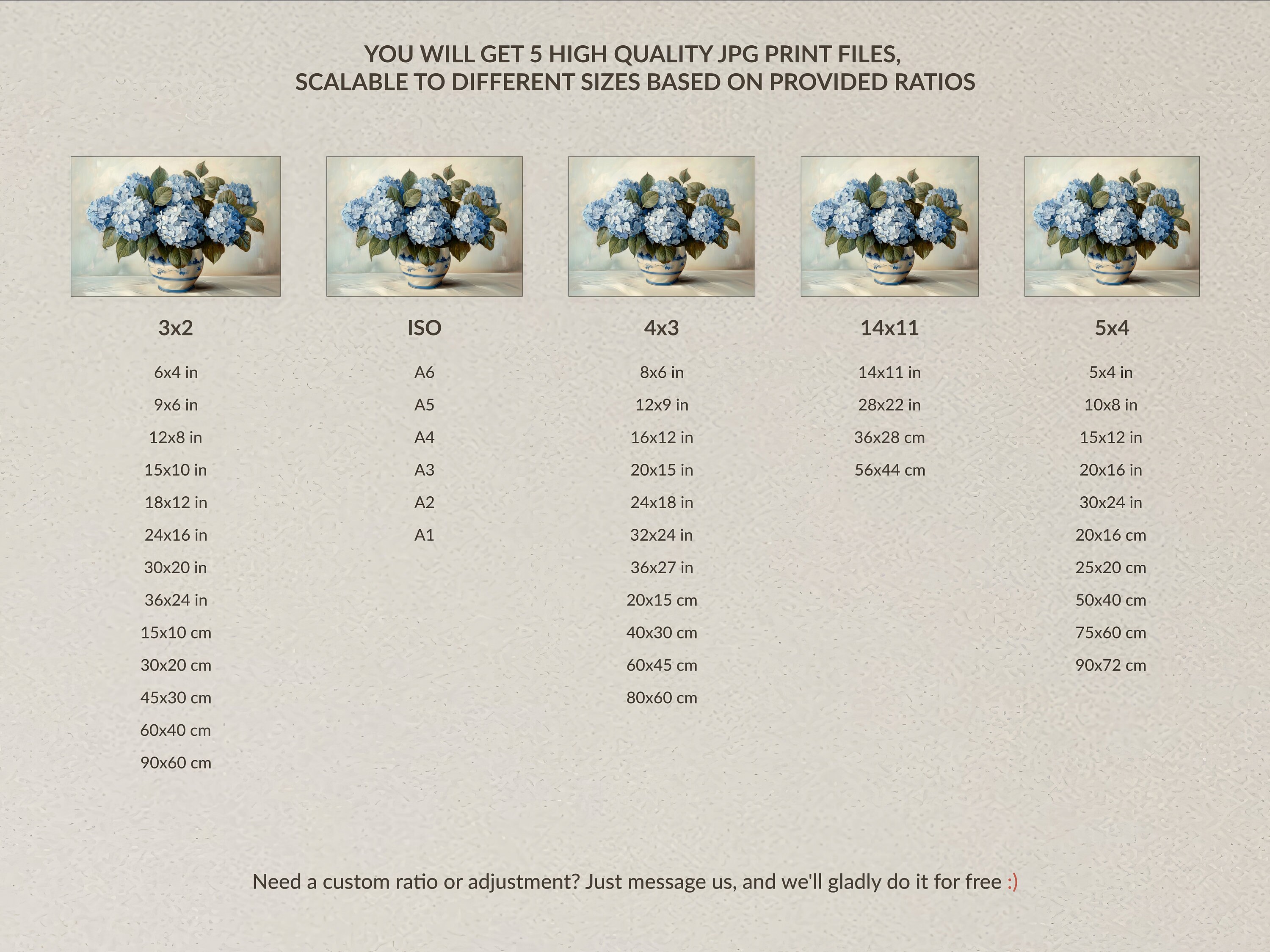 Blue Hydrangea PRINTABLE Wall Art Hydrangea Painting Floral Still Life ...