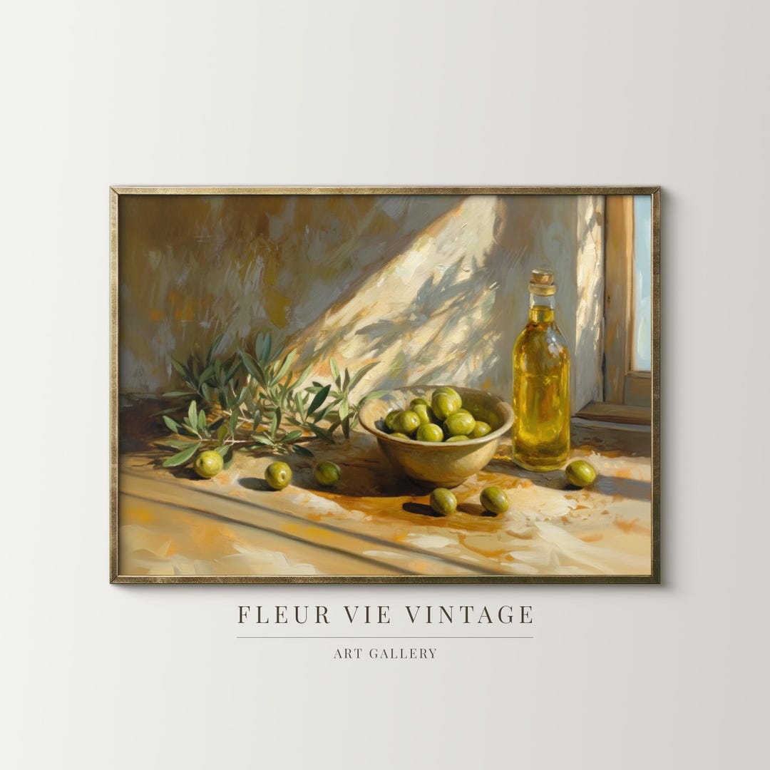 Muted Olive Branch Still Life: Printable Green Wall Art Digital ...
