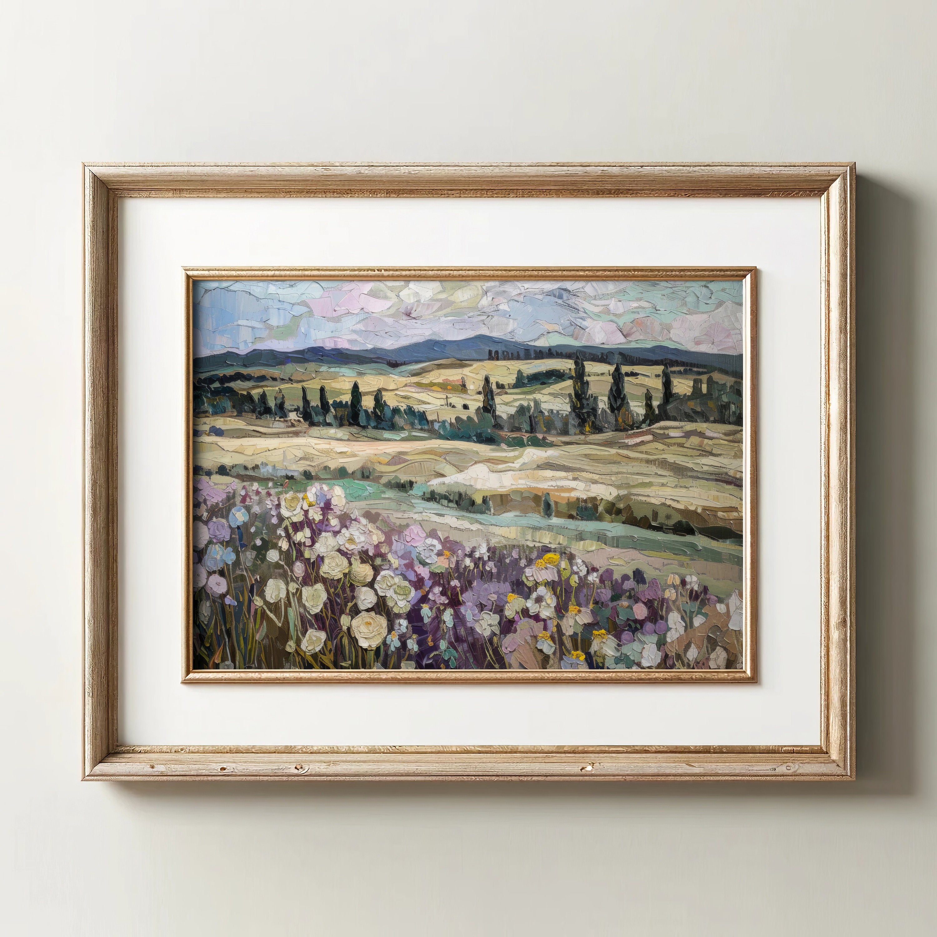 Wildflower Meadow PRINTABLE Wall Art Meadow Drawing Spring Meadow Muted ...