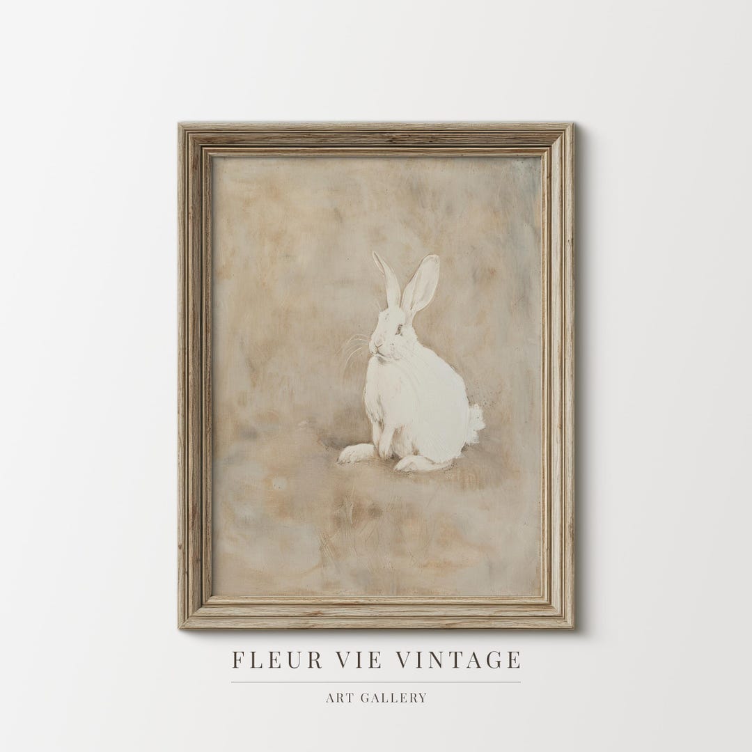 Muted Rabbit Oil Painting: Printable Wall Art, Digital Download, Modern ...