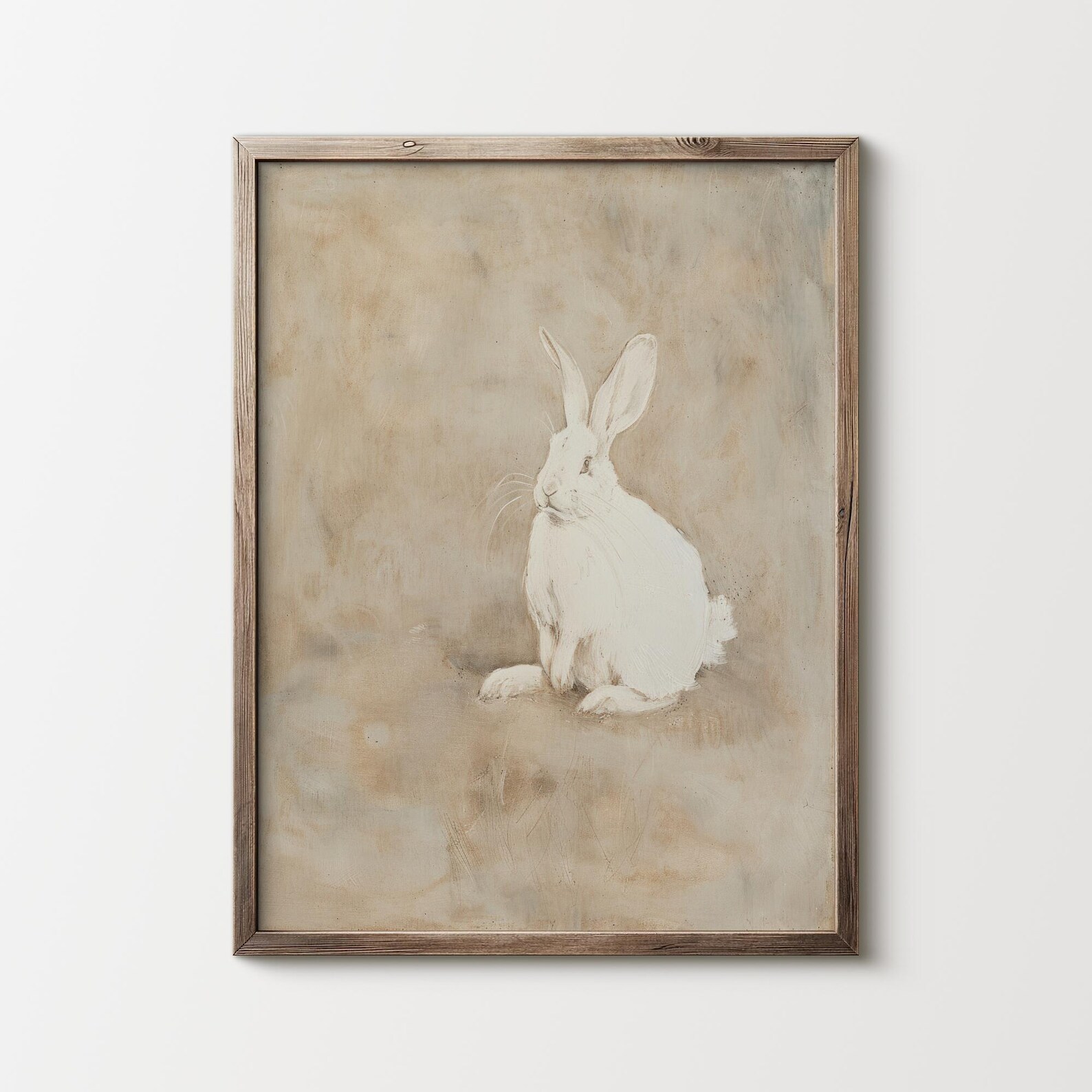Muted Rabbit Oil Painting: Printable Wall Art, Digital Download, Modern ...