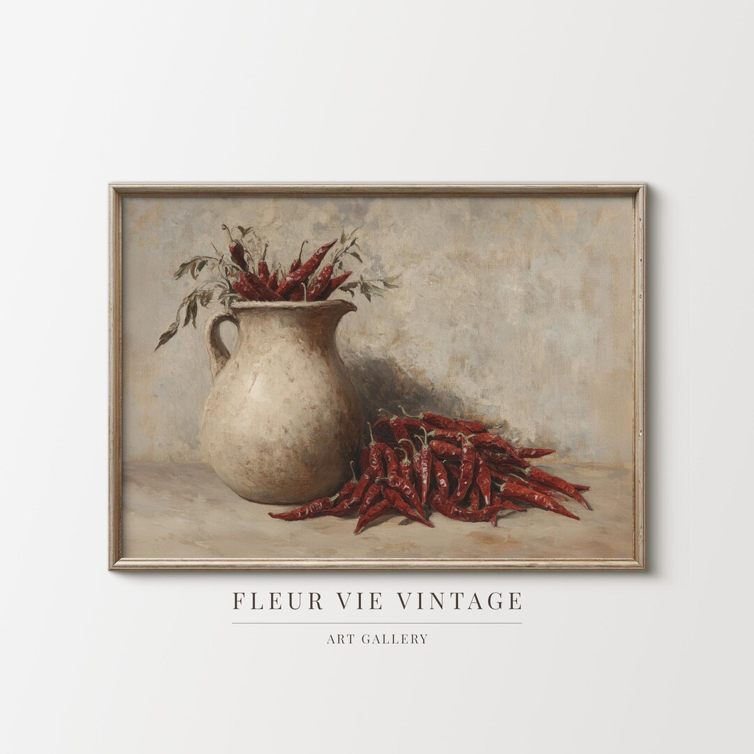 Red Chili Pepper Still Life Art Print: Modern Kitchen Decor (digital ...