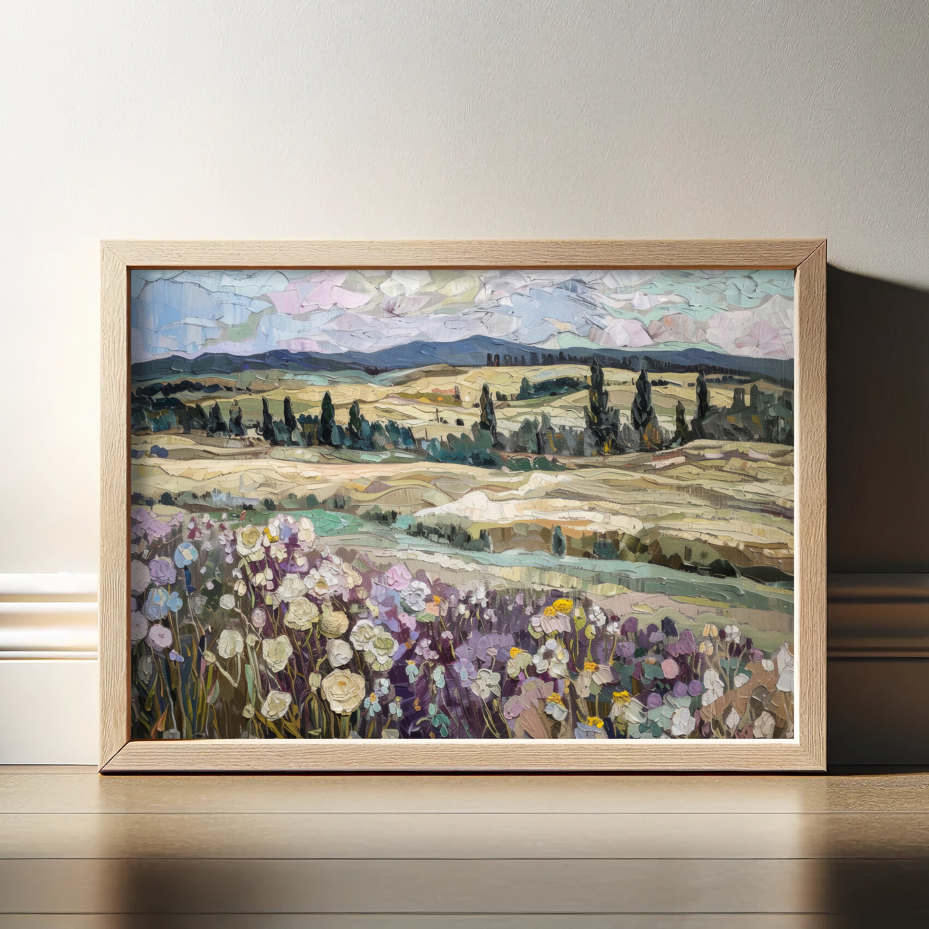 Wildflower Meadow PRINTABLE Wall Art Meadow Drawing Spring Meadow Muted ...