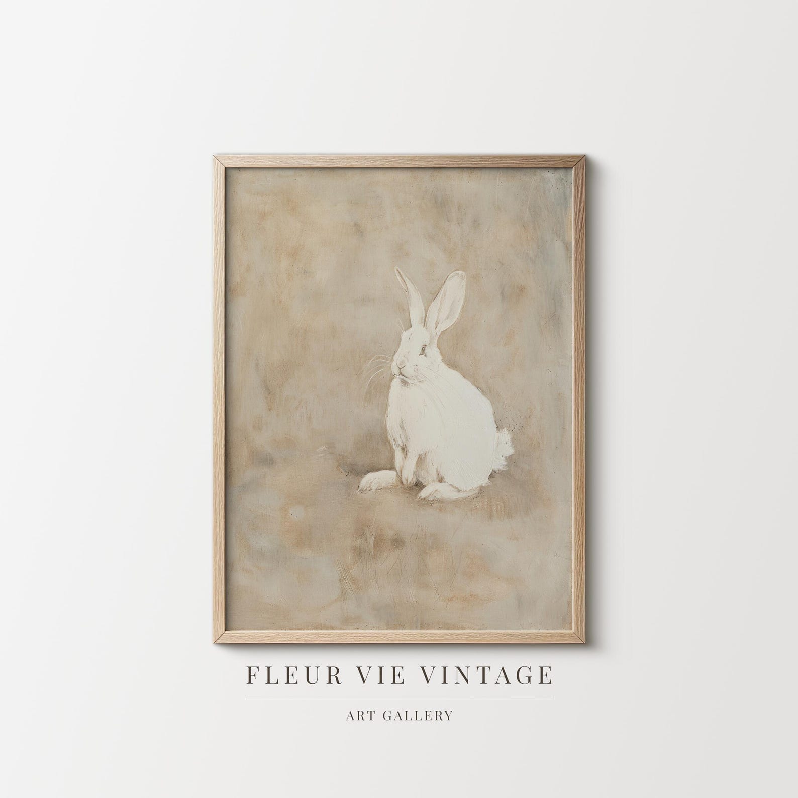 Muted Rabbit Oil Painting: Printable Wall Art, Digital Download, Modern ...