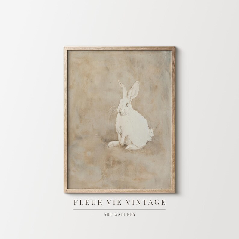 Muted Rabbit Oil Painting: Printable Wall Art, Digital Download, Modern ...