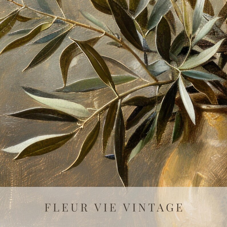 Vintage Olive Branch Painting: Modern Still Life Printable Wall Art ...