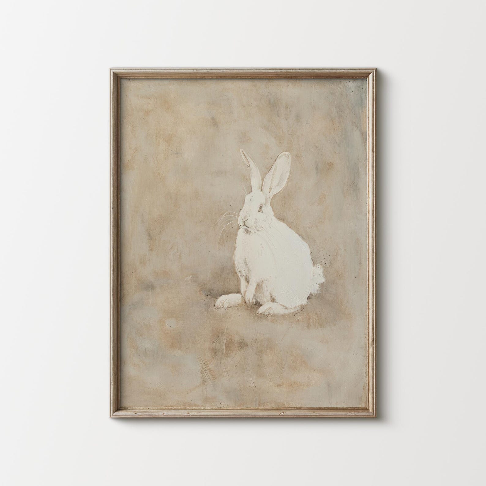 Muted Rabbit Oil Painting: Printable Wall Art, Digital Download, Modern ...