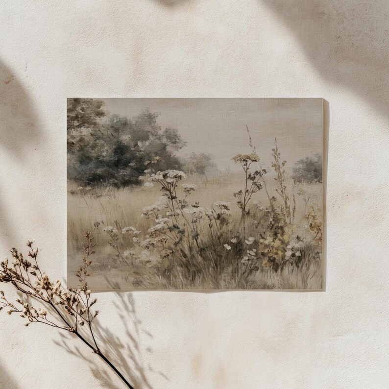 Muted Summer Wildflower Landscape Printable Wall Art - Digital Download ...