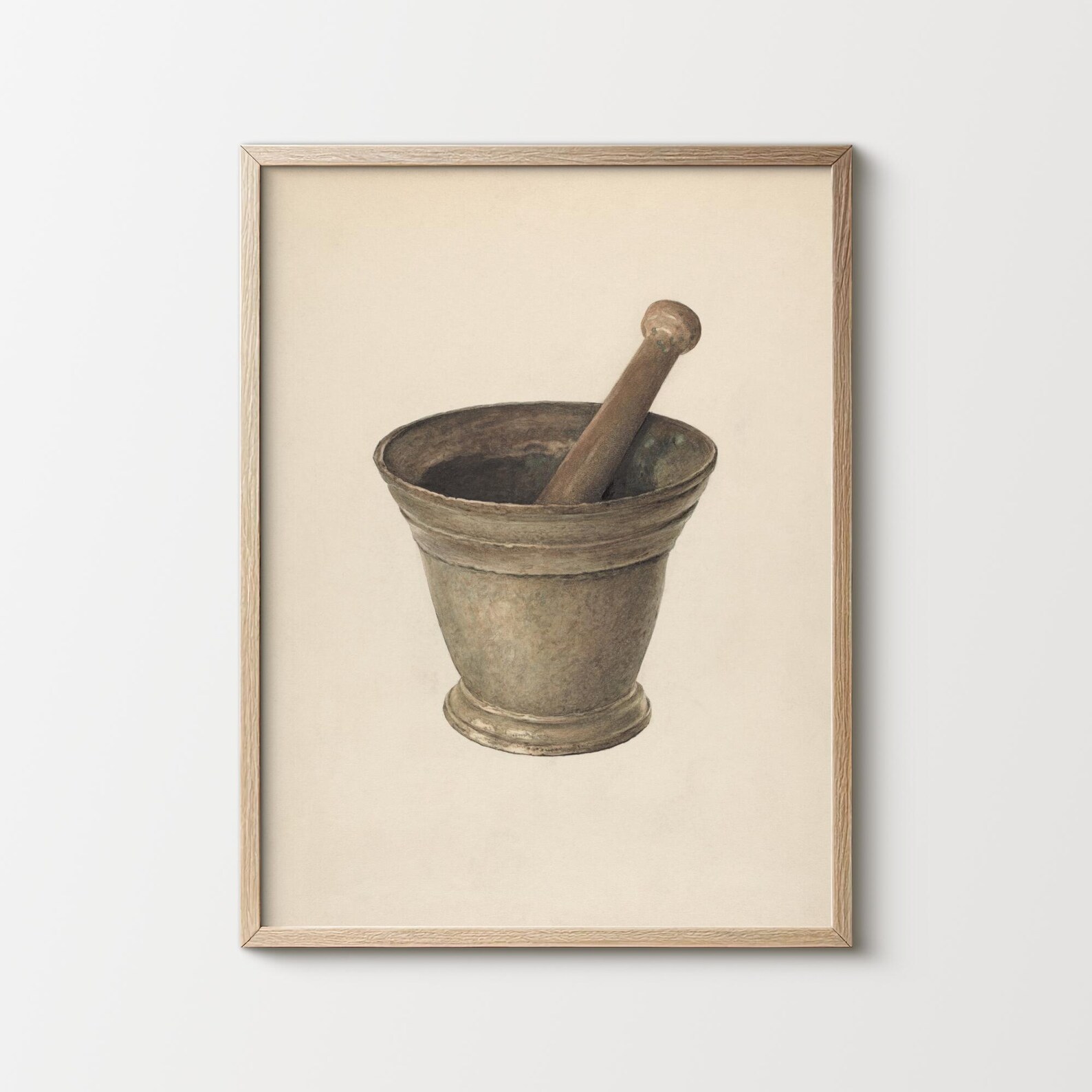 Vintage Mortar and Pestle Painting Still Life for Modern Home Decor - Etsy