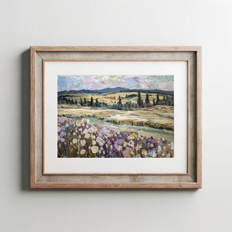 Wildflower Meadow PRINTABLE Wall Art Meadow Drawing Spring Meadow Muted ...