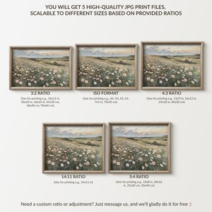 Muted Spring Wildflower Meadow Landscape Printable Wall Art - Digital ...
