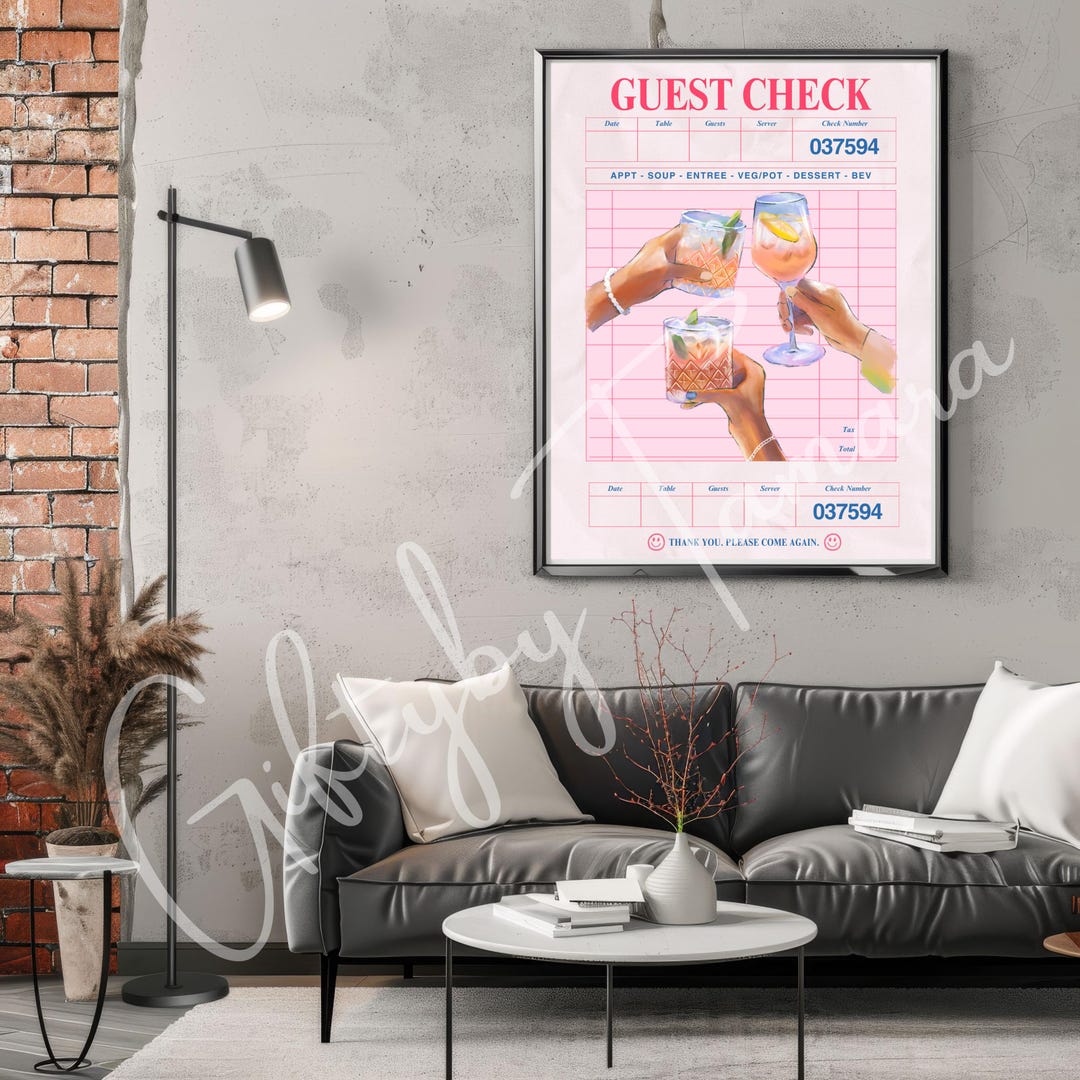 Vintage Guest Check Digital Download, Printable Restaurant Check Art ...