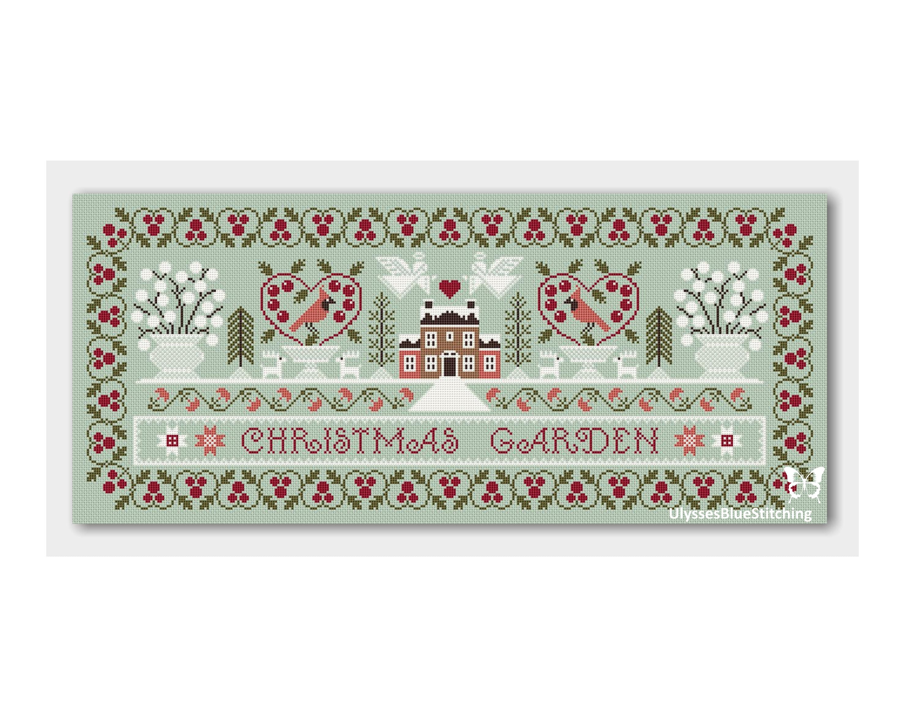Merry Christmas Sampler, Christmas Garden Sampler, House Christmas ...