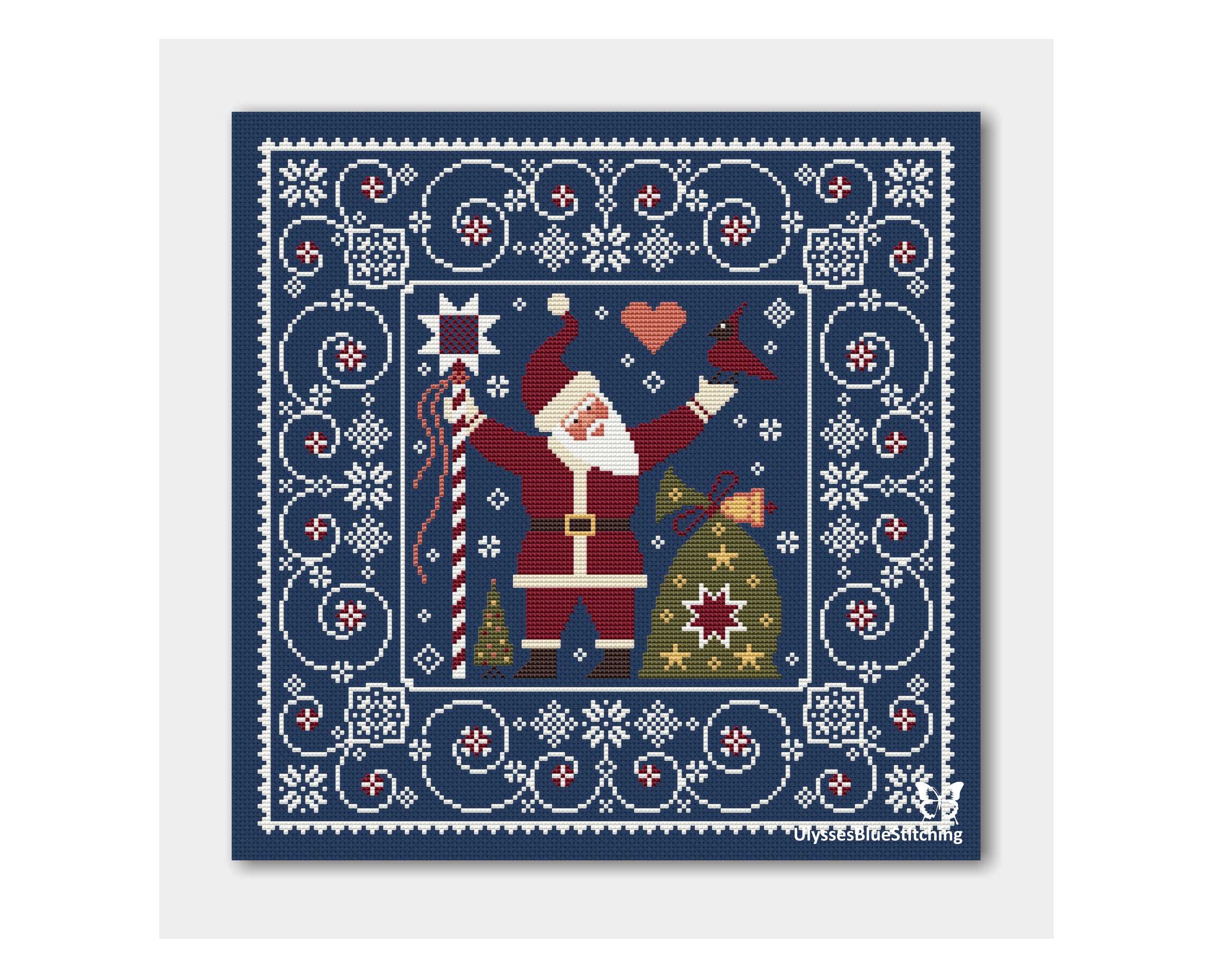 Merry Christmas Sampler Cross Stitch, Santa Claus Sampler PDF, Sampler ...