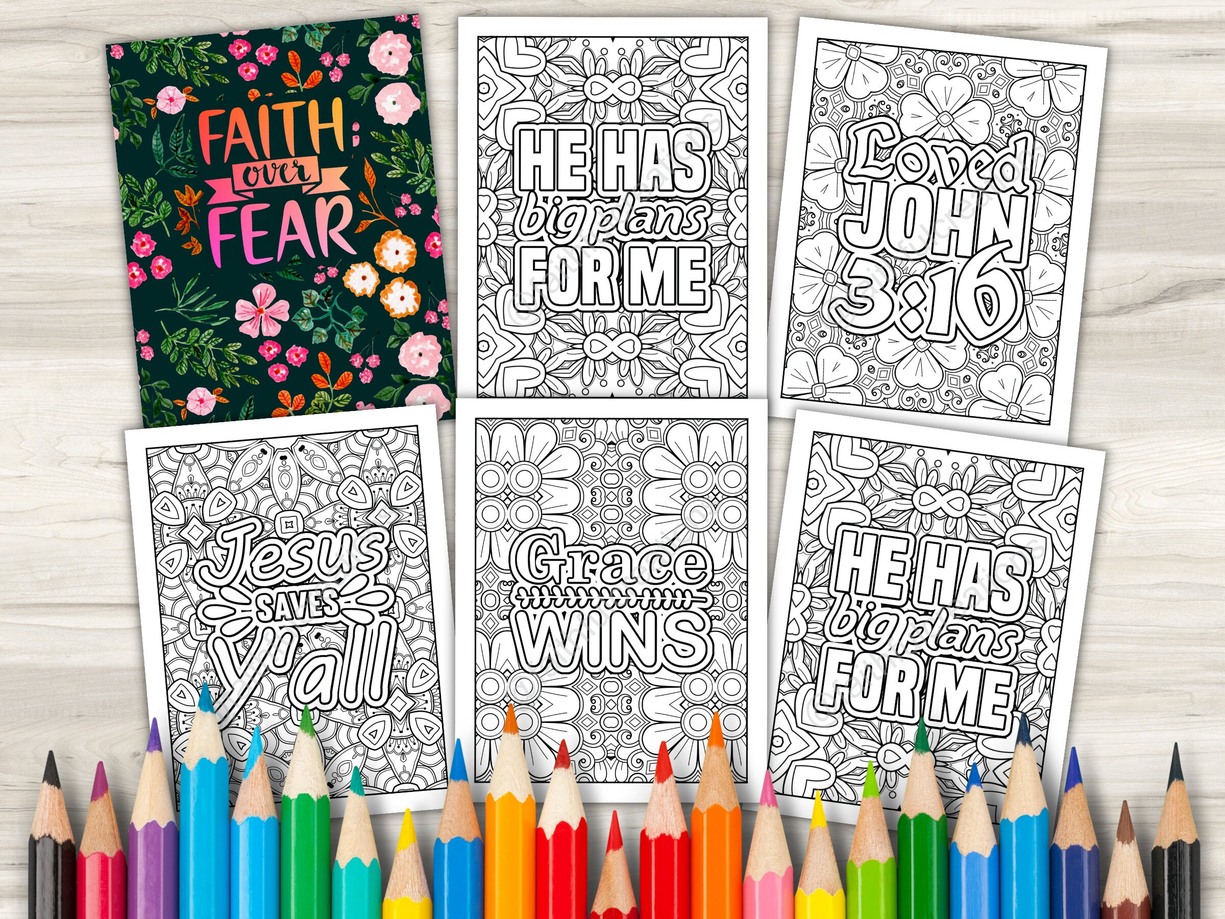 Faith Over Fear Christian Coloring Pages for Adults Printable - Etsy