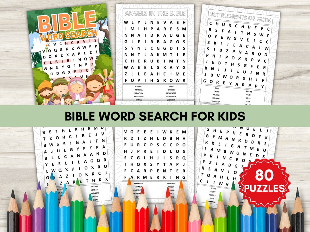 Bible Word Search Puzzle Activity Book for Kids Sunday School Printable ...