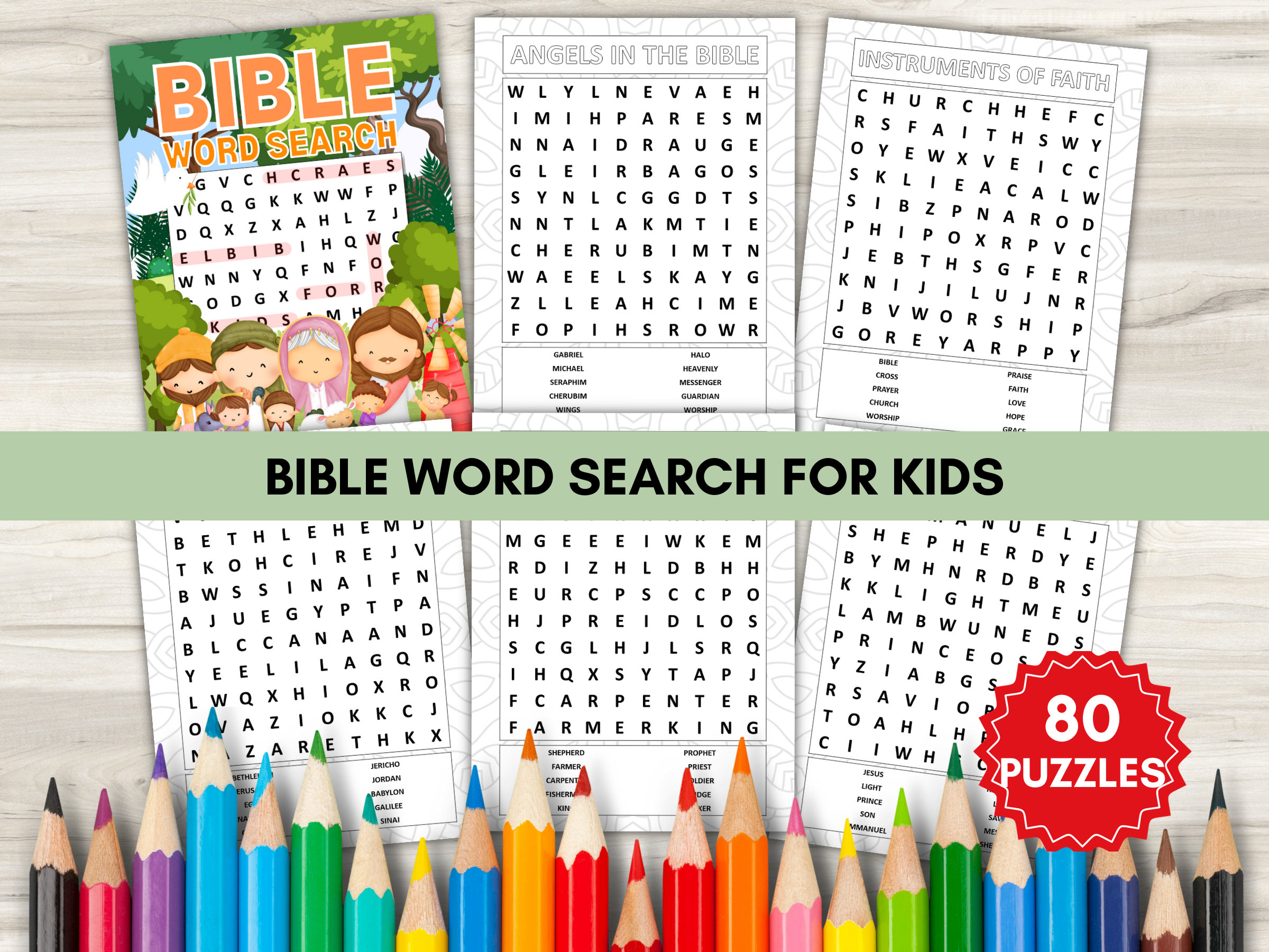 Bible Word Search Puzzle Activity Book for Kids Sunday School Printable ...