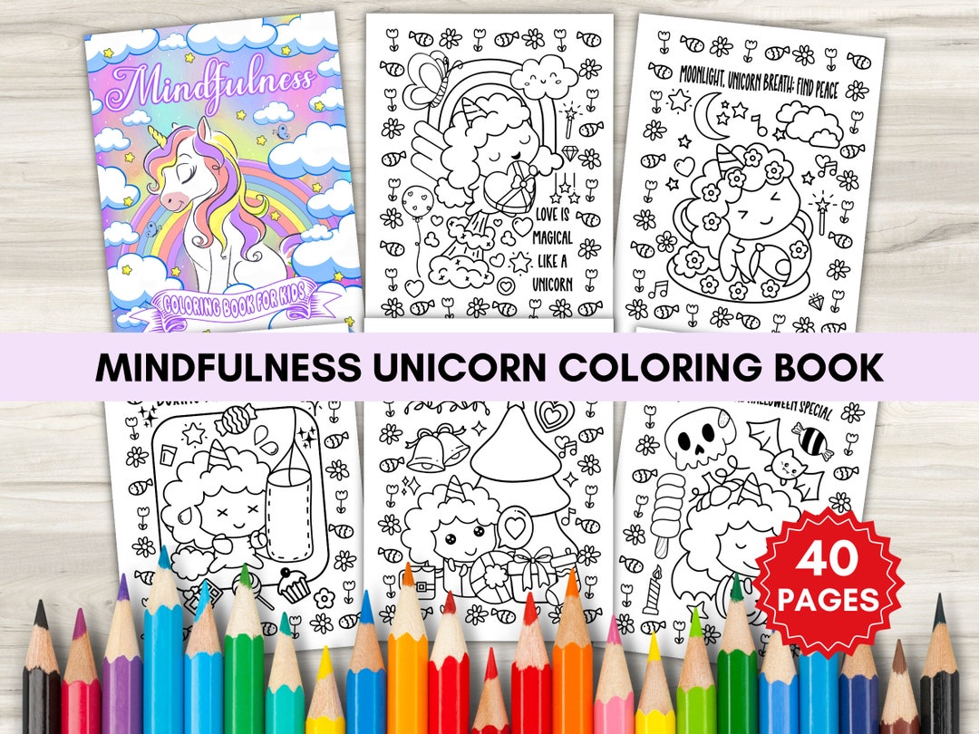 Unicorn Mindfulness Coloring Book for Kids | Relaxing Printable Pages ...