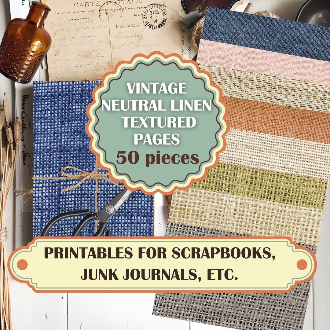 Linen Burlap Texture Digital Paper: 50 Neutral Scrapbook Pages (digital ...