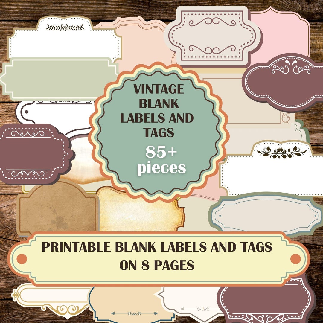Vintage Blank Labels and Tags Printable, Downloadable Antique Labels ...