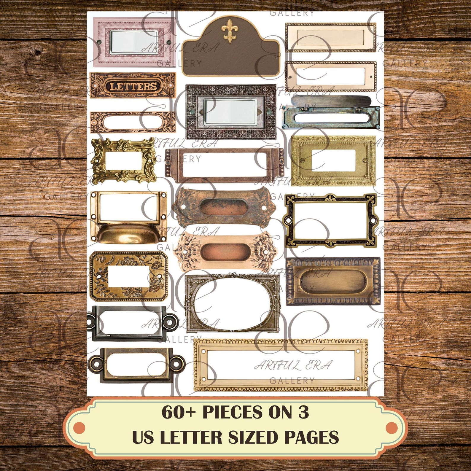 Vintage Blank Name Plates: Printable Antique Metal Ephemera (digital ...