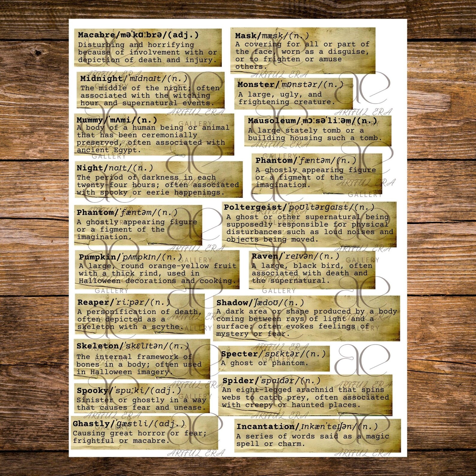 Halloween Dictionary Word Tags: Printable Vintage Labels (digital ...