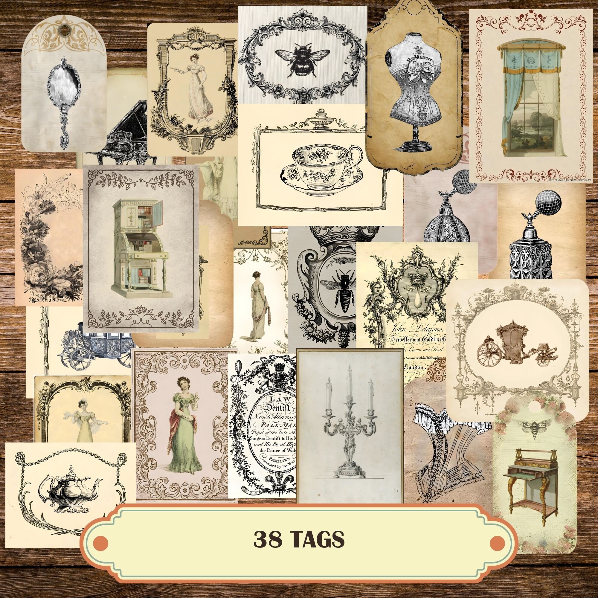 Printable Regency Era Junk Journal Kit, Jane Austen Journal and Cover ...