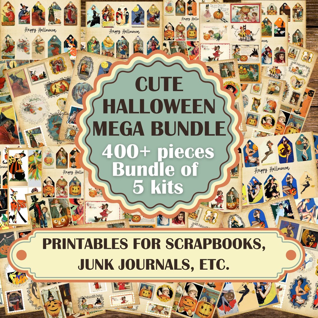 Halloween Mega Bundle, Vintage Cute Images, Black Cat Witches, Cards ...