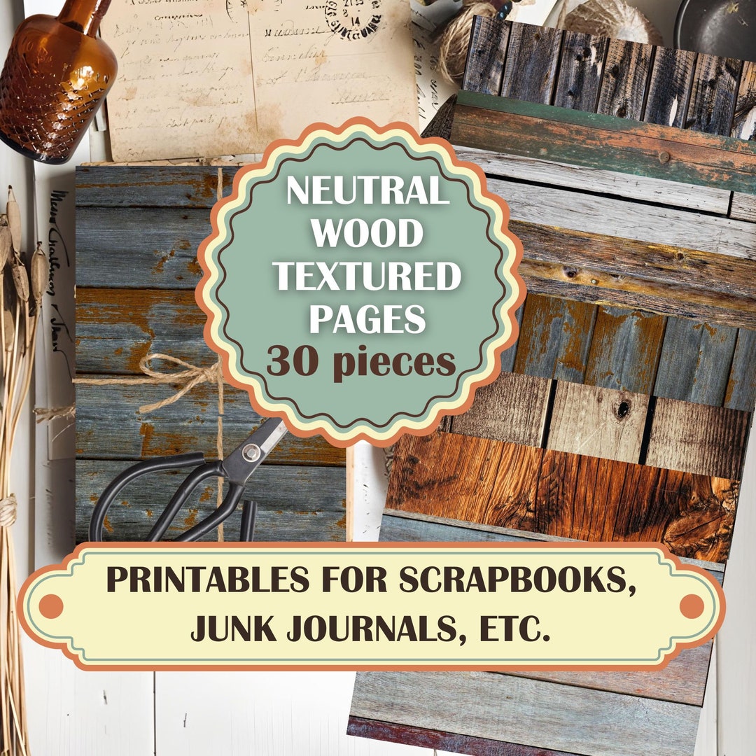 Wood Texture Scrapbook Paper: 30 Neutral Shabby Chic Pages (digital ...