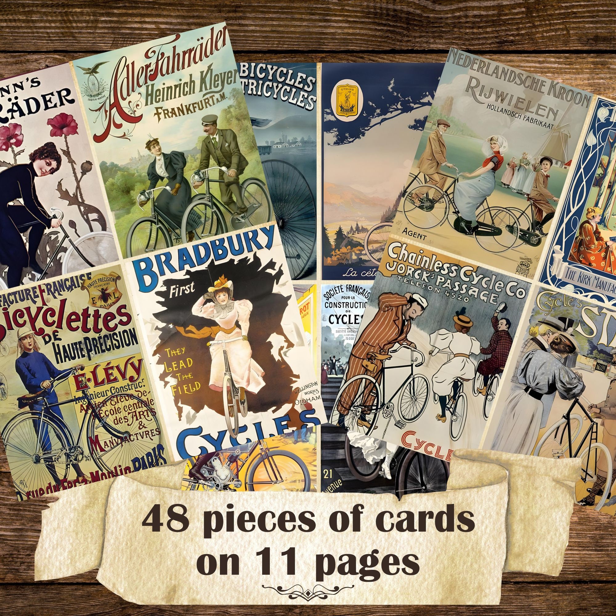 Printable Vintage Bicycle Junk Journal Kit, Downloadable Retro Cycling ...