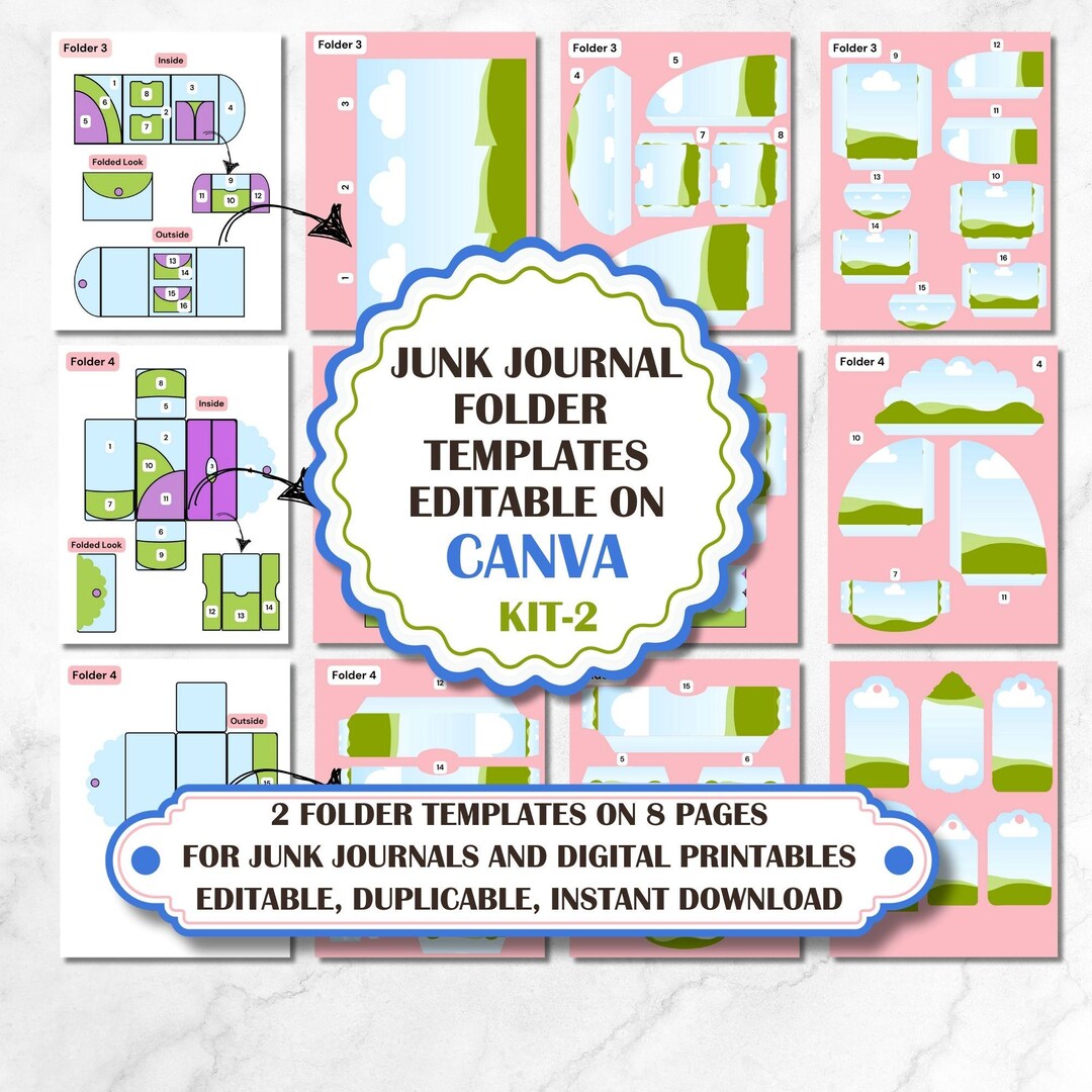 Canva Junk Journal Folder Templates: Editable Folio With Labels ...