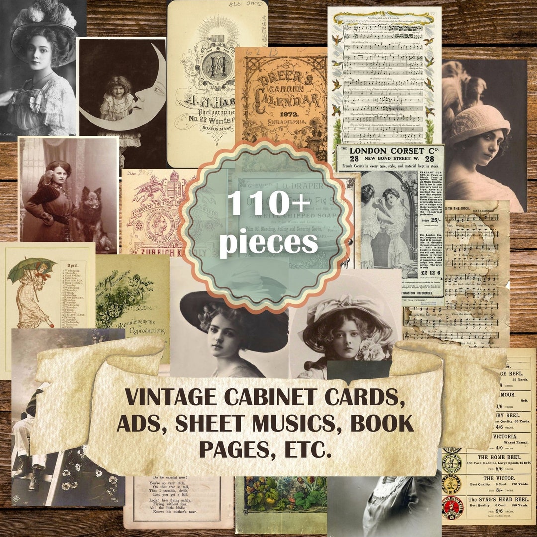 Vintage Ephemera Collage Sheets: Cabinet Cards, Ads, Sheet Music ...