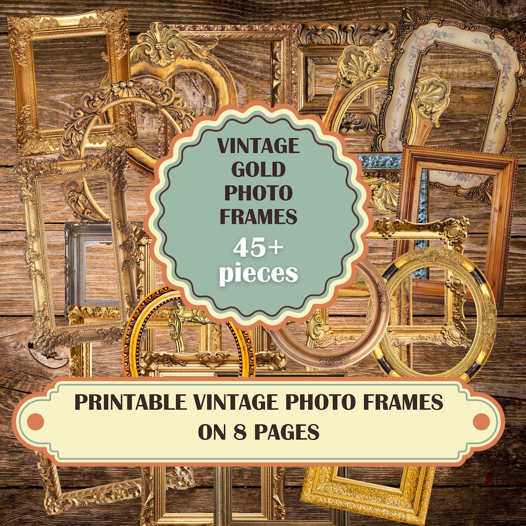 Antique Gold Frames Printable, Downloadable Vintage Ornate Baroque Wood ...