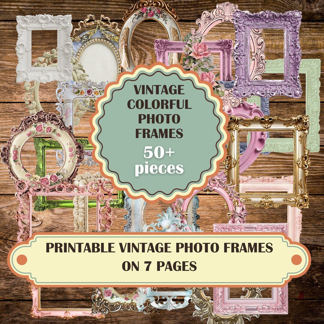 Antique Colorful Frames Printable, Downloadable Vintage Ornate Baroque ...